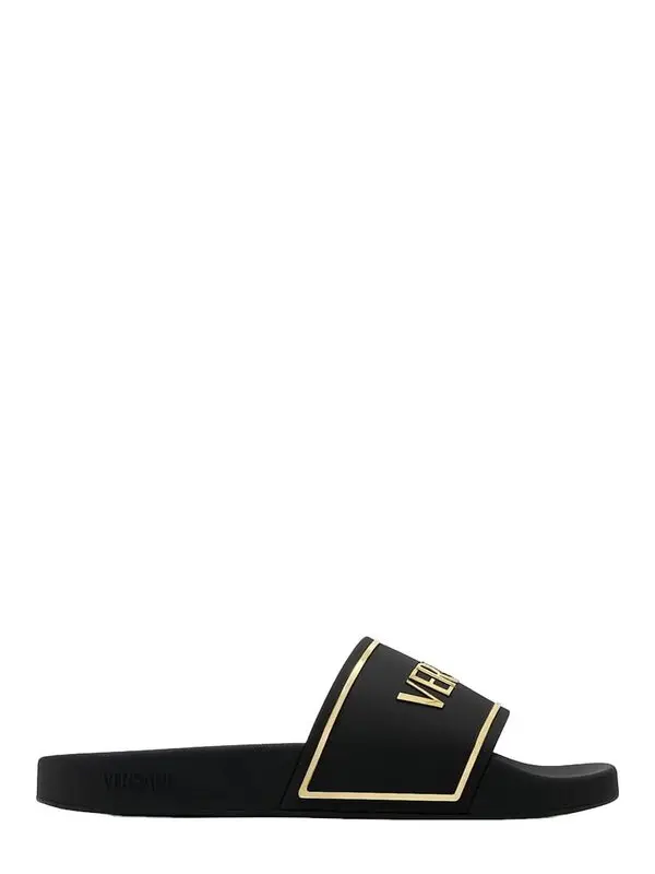 Versace Rubber Logo Slides - Black