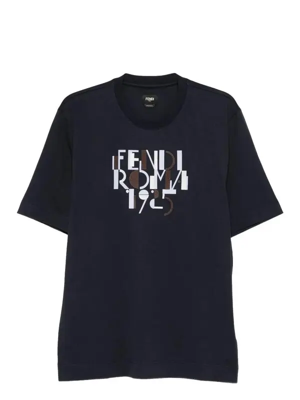 Fendi Roma 1925 Print Cotton T-shirt - Blue