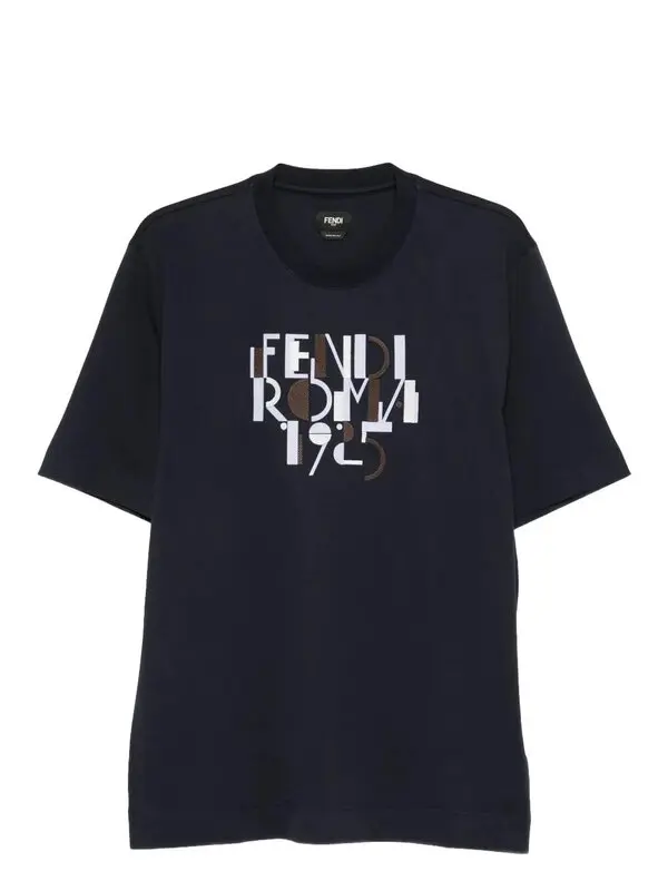 Fendi Roma 1925 Print Cotton T-shirt - Blue