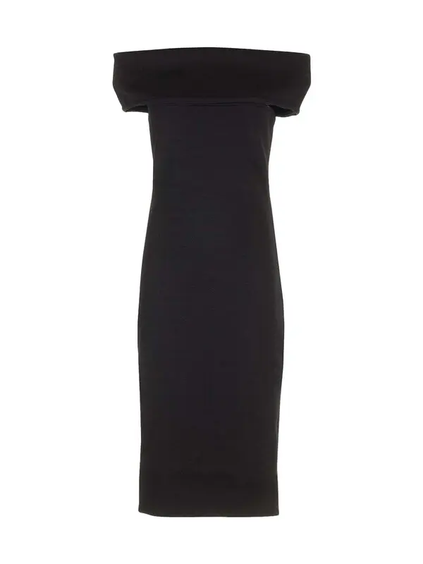 Bottega Veneta Off-the-shoulder Midi Dress - Black