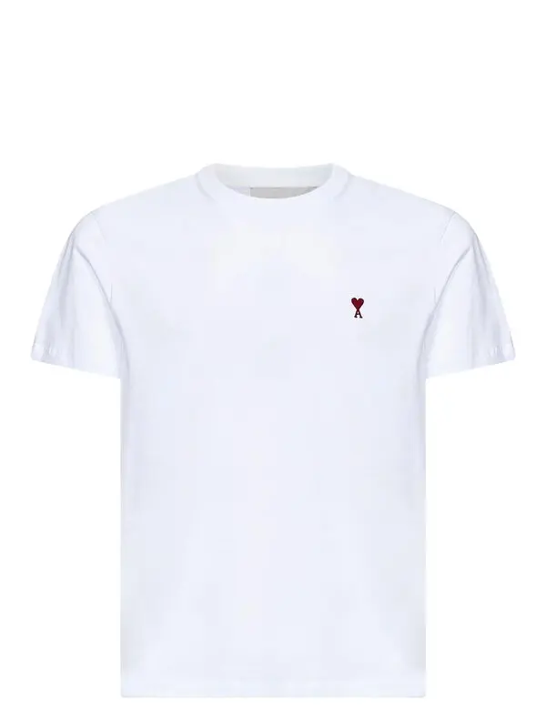 AMI Paris White Cotton De Cœur T-shirt - Multicolor