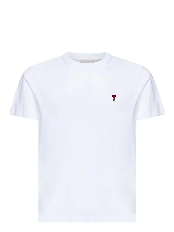 AMI Paris White Cotton De Cœur T-shirt - Multicolor