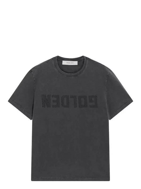 GOLDEN GOOSE Anthracite Grey Vintage-effect T-shirt - Gray
