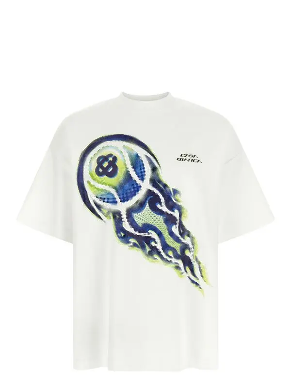 Casablanca Flaming Tennis Ball' T-shirt - White