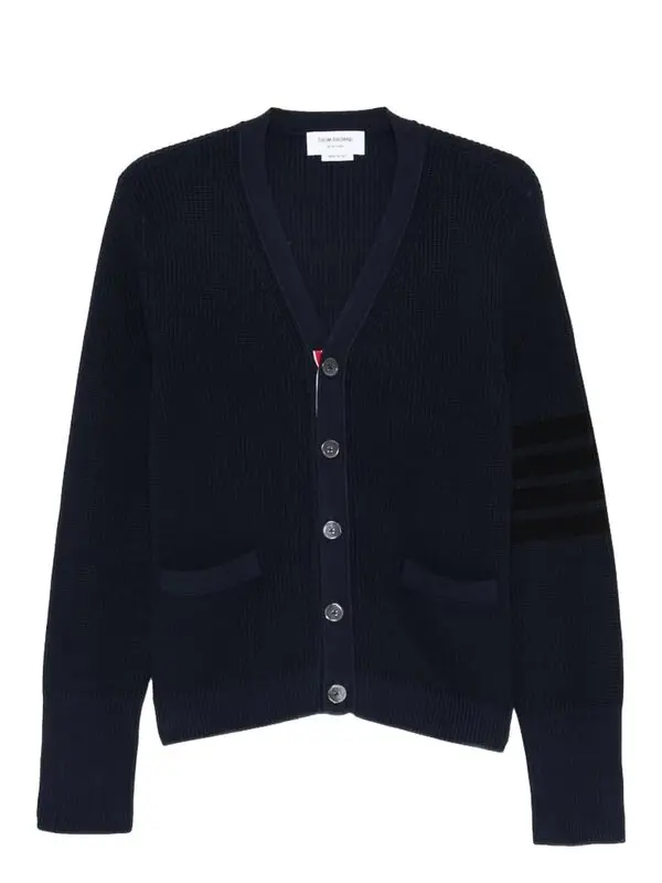 Thom Browne Cotton V-neck Cardigan - Blue
