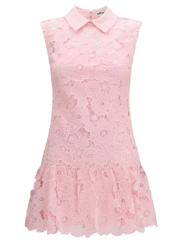 SELF-PORTRAIT Guipure Mini Dress - Pink