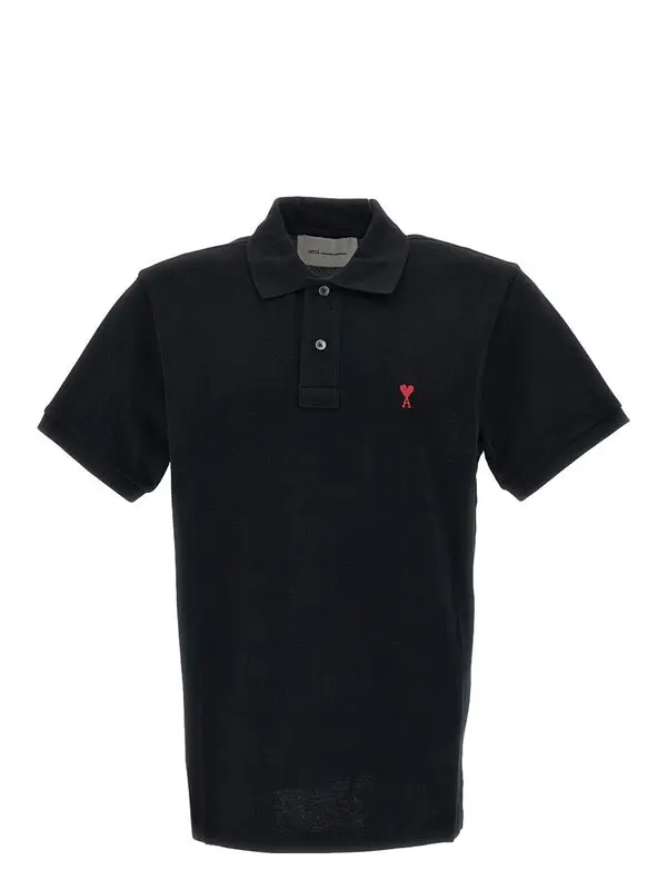 AMI Paris Polo With Red De Coeur - Multicolor