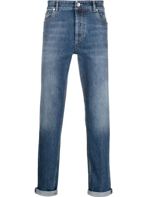 Brunello Cucinelli Traditional Fit Five-pocket Denim Trousers - Blue