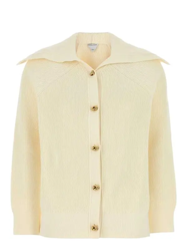 Bottega Veneta Knot Buttons Ribbed Wool Cardigan - Multicolor