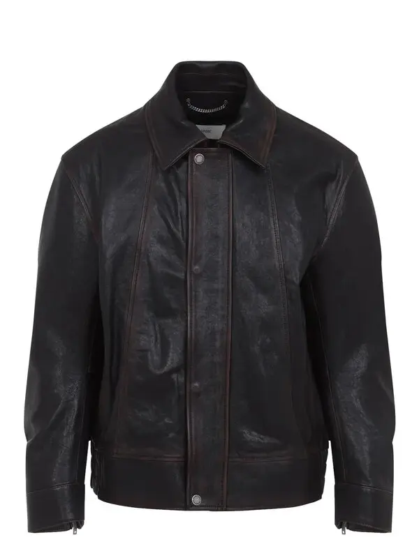 GOLDEN GOOSE Prince Nappa Leather Bomber Jacket - Black