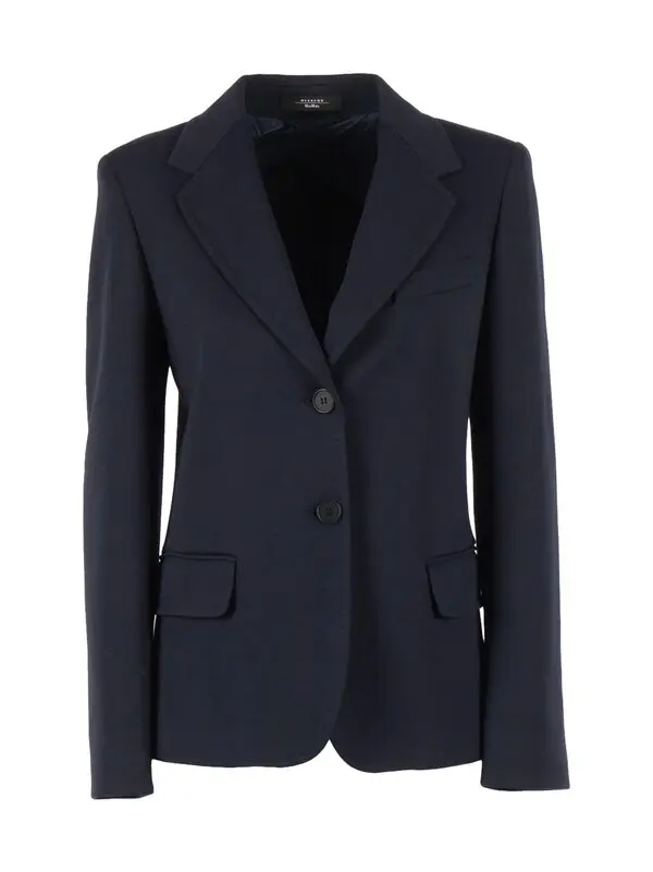Max Mara Opice Single Breasted Cotton Blend Blazer - Blue