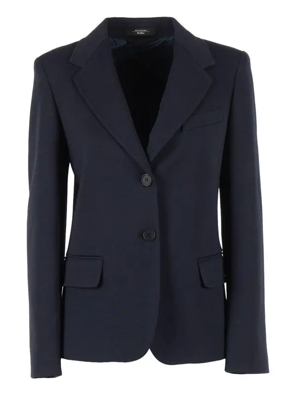 Max Mara Cotton Blend Single Breasted Blazer - Blue