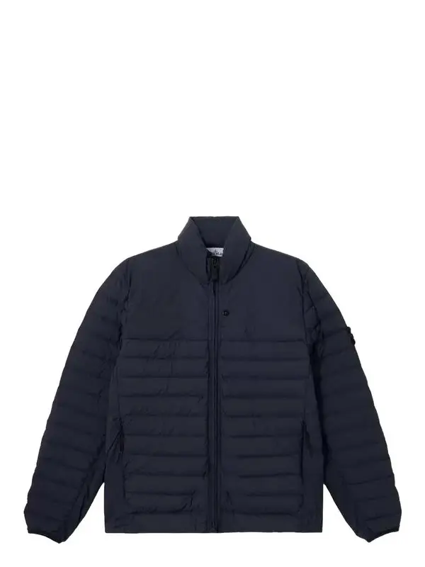 Stone Island Quilted Jacket With Logo Patch - Blue