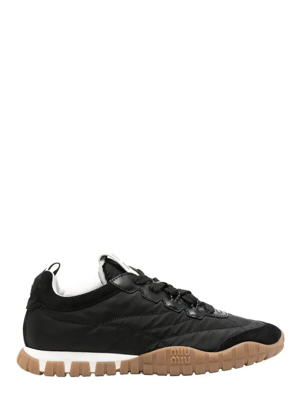 Miu Miu Tyre Technical Fabric And Suede Sneakers - Black