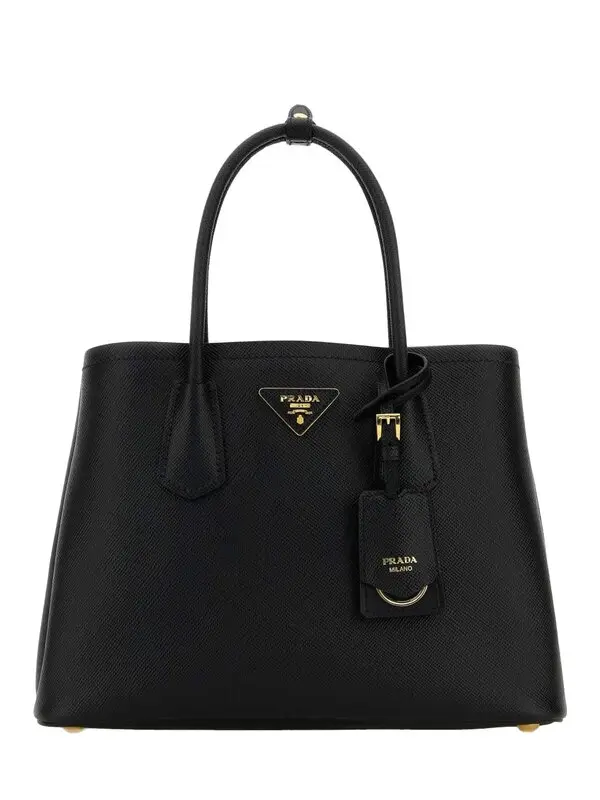 Prada Leather Small Double Handbag - Black