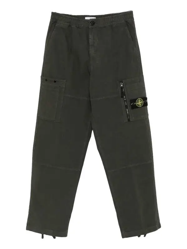 Stone Island Pantaloni Cargo Con Patch Logo - Gray