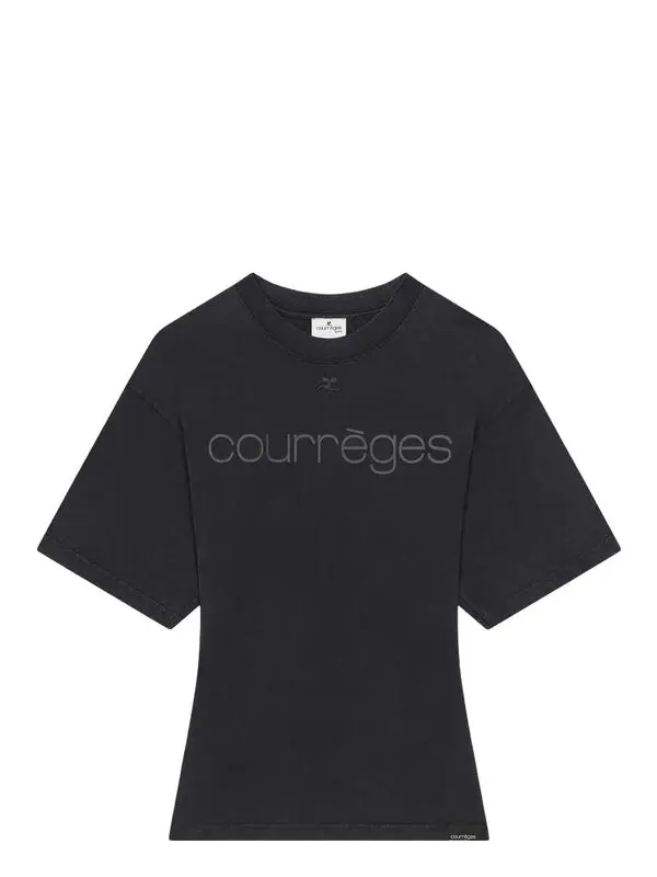 COURREGES Printed Logo T-shirt - Black