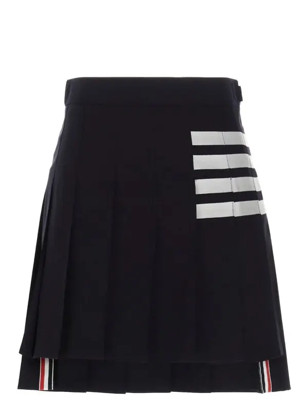 Thom Browne 4 Bar Pleated Wool Skirt - Blue