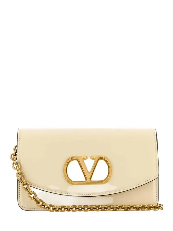 Valentino Garavani Leather Vlogo Signature Shoulder Bag - White
