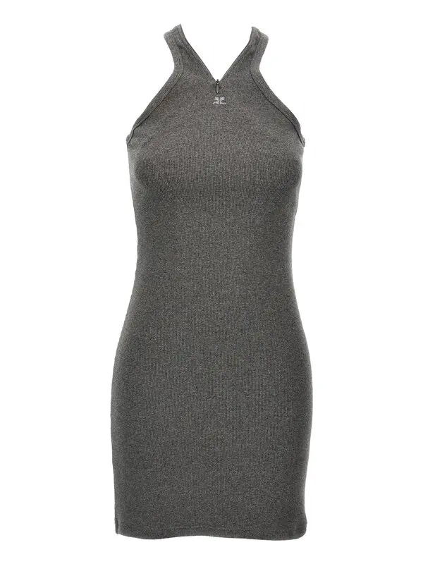 COURREGES Ribbed Mini Dress - Gray