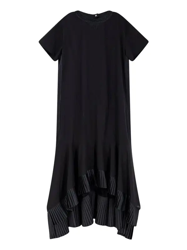 Sacai Cotton Dress With Pleated Details - Black