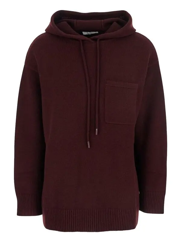 Max Mara Liana' Bordeaux Sweater With Drawstring Hood And Dropped Shoulders In Cashmere - Multicolor