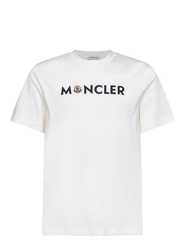 Moncler White Cotton Jersey Logoed T-shirt - Multicolor