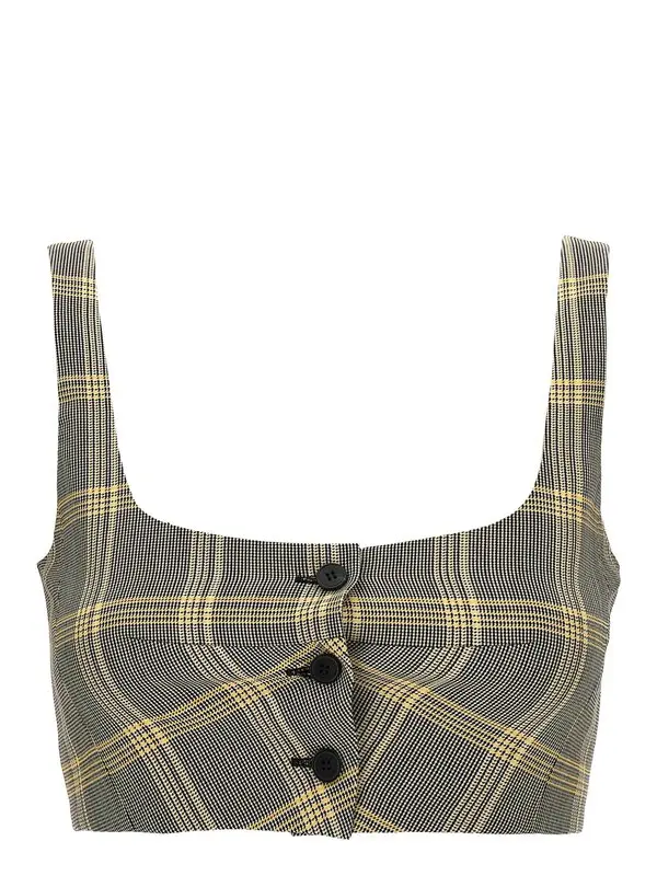 Marni Check Print Cropped Top - Multicolor