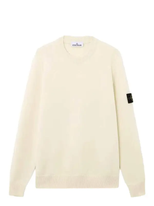 Stone Island Striped Logo Sweater - White