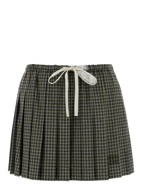 Miu Miu Embroidered Flannel Skirt - Multicolor