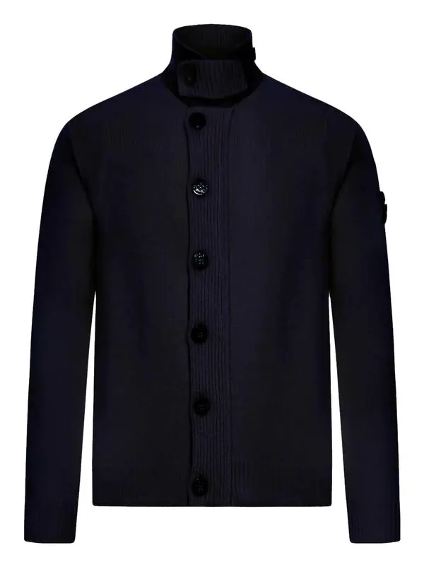 Stone Island High-neck Wool Cardigan - Blue