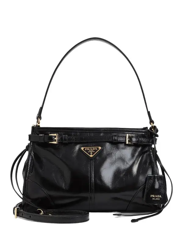 Prada Bonnie Small Leather Hobo Bag - Black
