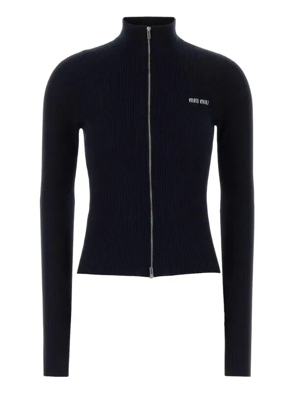 Miu Miu Cotton Zip-up Cardigan - Blue