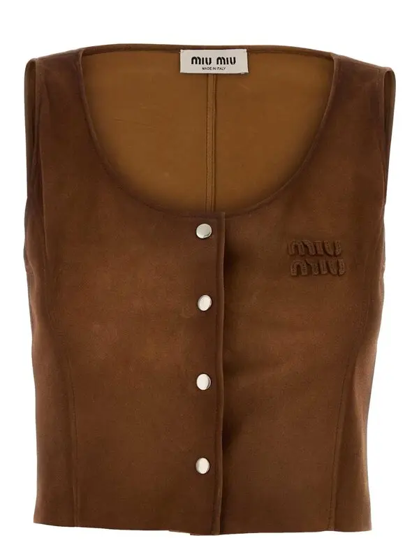 Miu Miu Suede Top - Brown