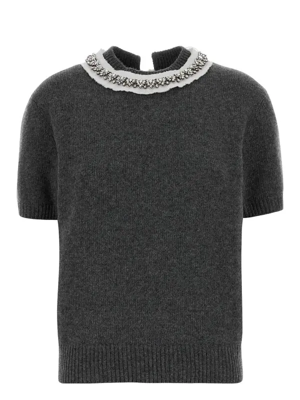 Prada Dark Grey Wool Blend Sweater - Gray