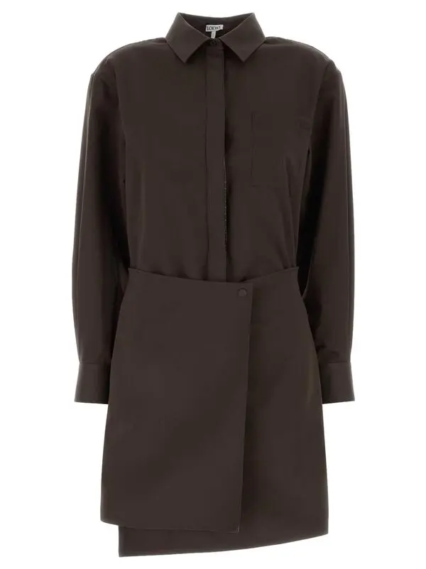 Loewe Gabardine Mini Dress - Brown