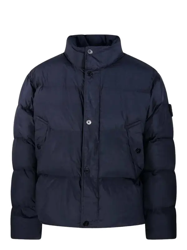 Stone Island Button-up Quilted Jacket - Blue