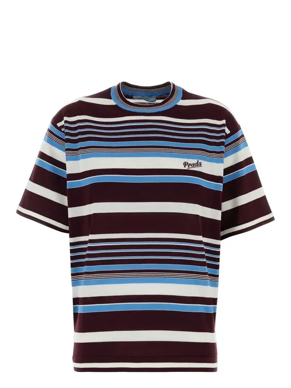 Prada Striped Cotton Crewneck T-shirt - Multicolor