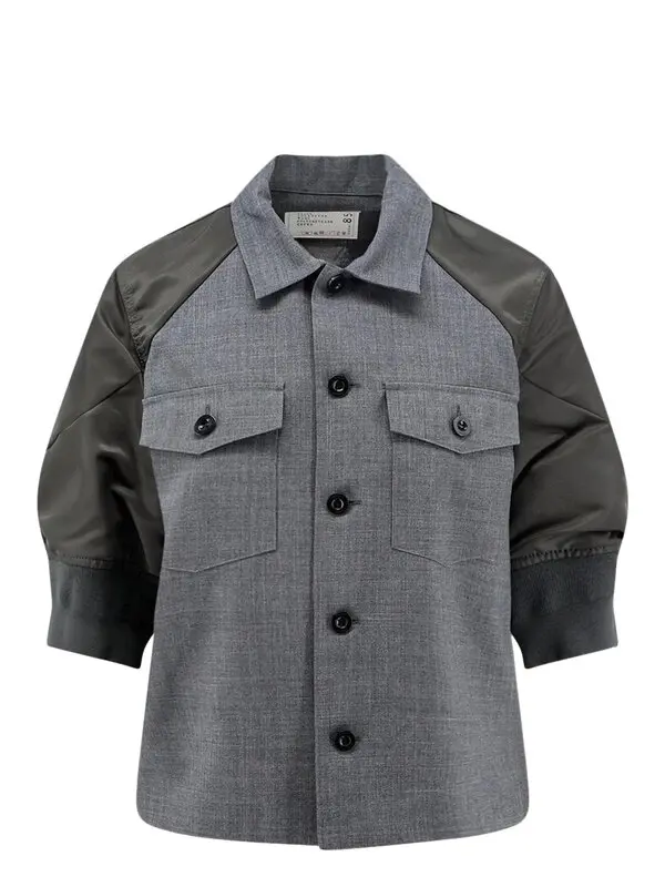 Sacai Wool And Nylon Paneled Shirt - Multicolor