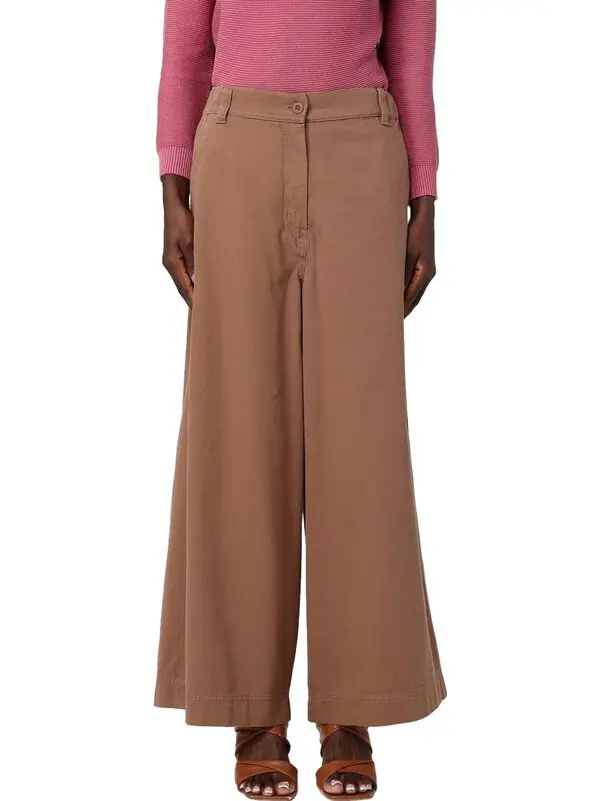 Max Mara Leather Wide Leg Trousers - Brown