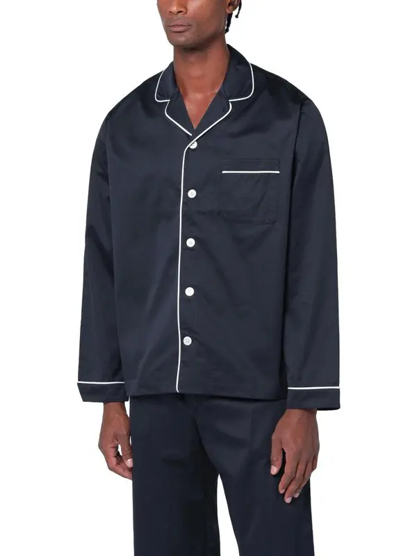 TEKLA White Pyjama Shirt - Blue