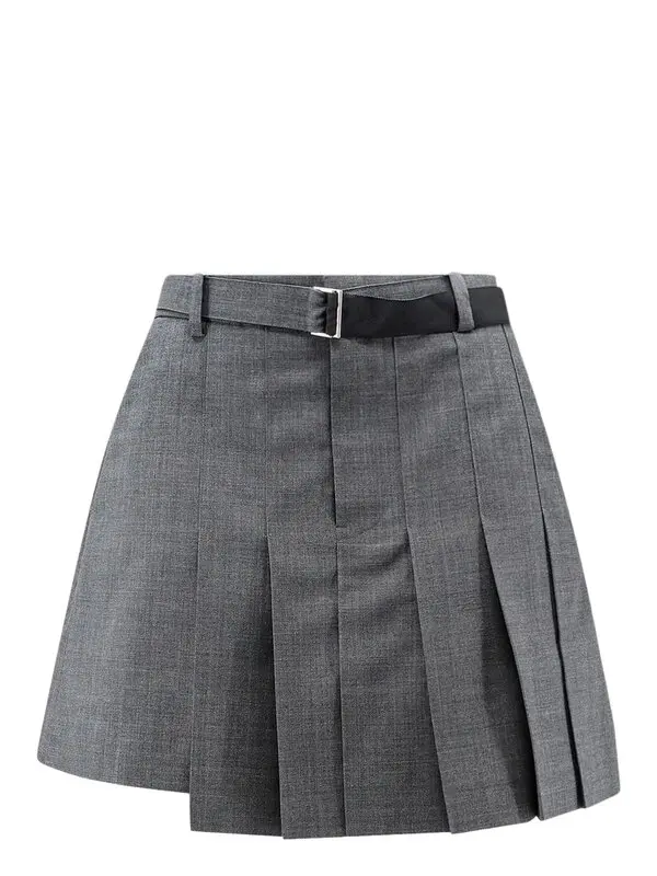 Sacai Pleated Wool Shorts - Gray