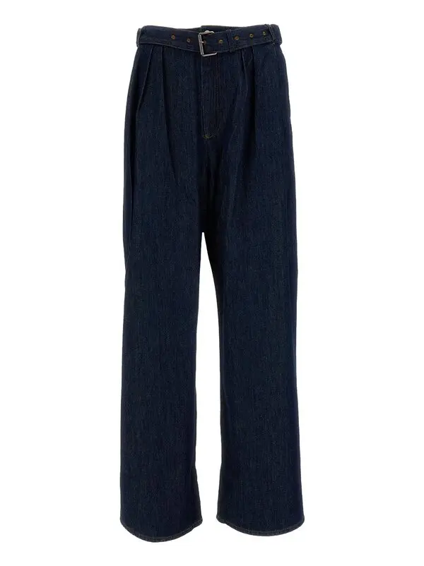 Dries Van Noten Wide Leg Jeans With Belt - Multicolor