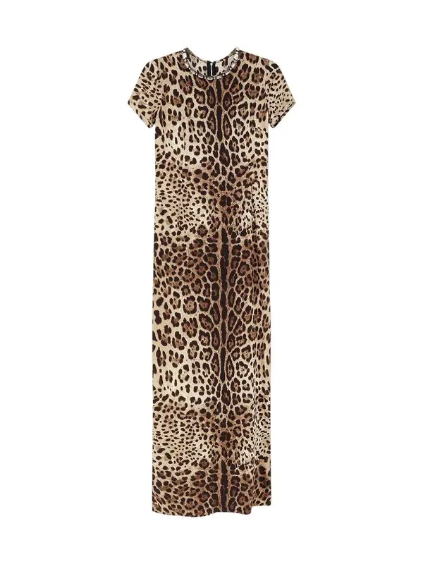Dolce & Gabbana Silk Dress With Animal Print - Multicolor