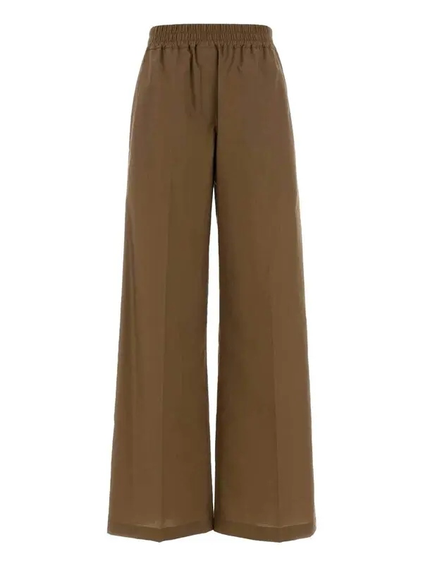Brunello Cucinelli Cotton Blend Wide-leg Pant - Brown