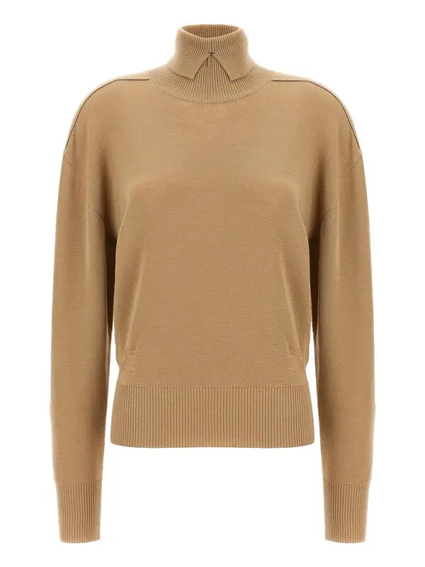 Burberry Wool Intarsia Turtleneck Sweater - Cream