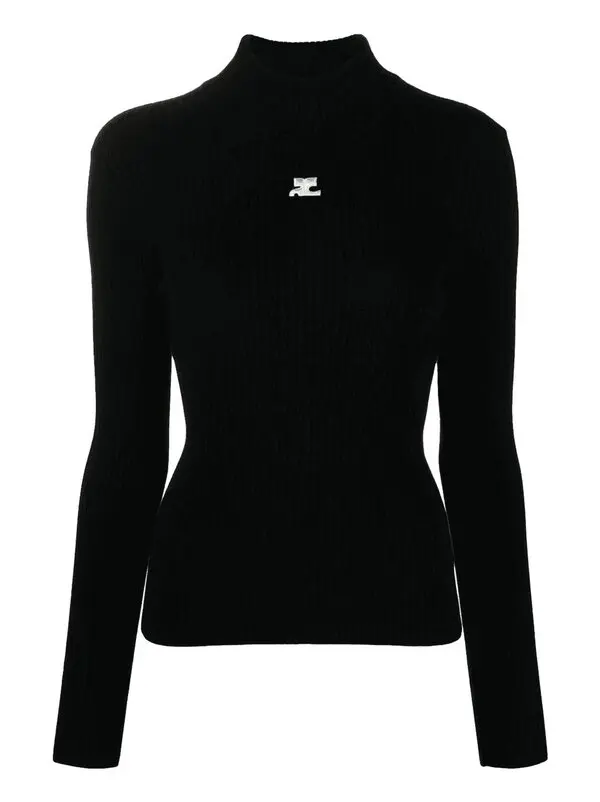 COURREGES Ribbed Sweater - Black