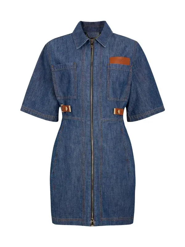 Fendi Chambray Denim Chemisier Dress - Blue