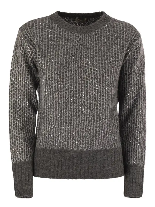 Herno Alpaca And Wool Crewneck Sweater - Gray