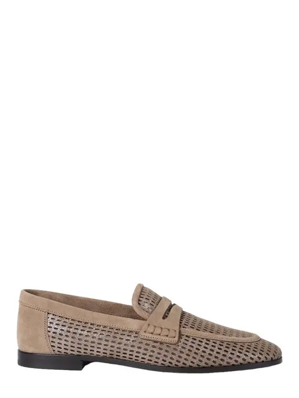 Brunello Cucinelli Sparkling Net Leather Loafers - Brown